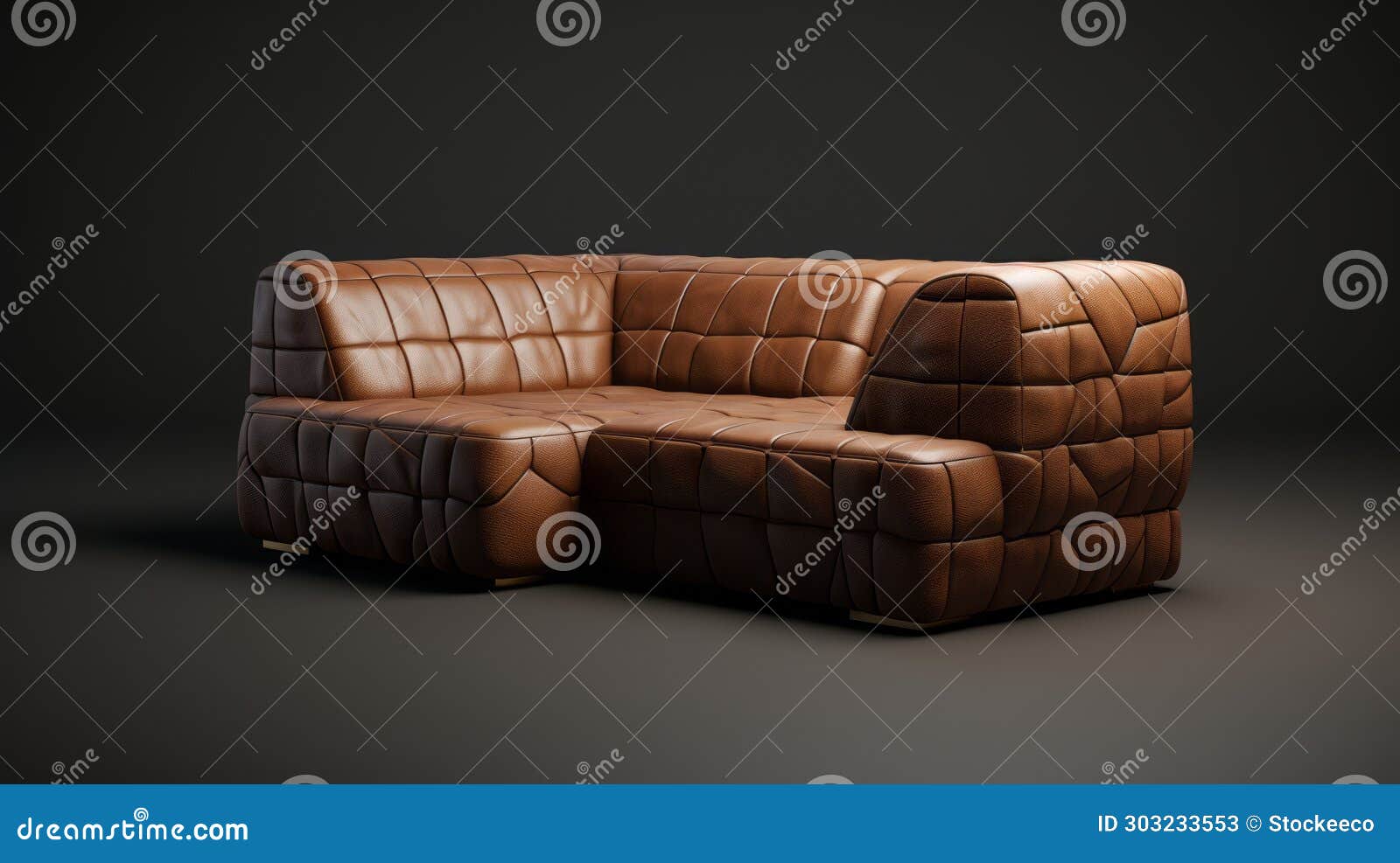 Brown Leather Couch in Voxel Art Style with Contrastive Textures Stock ...