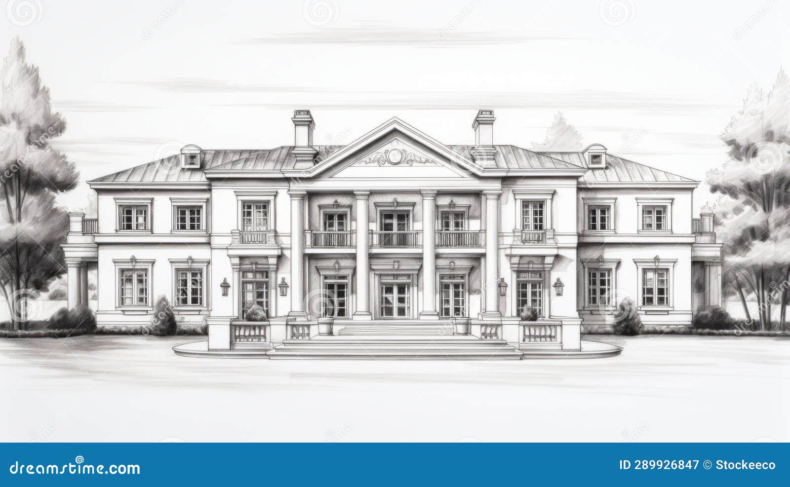 Hyperrealistic Sketch of a Georgian Luxury Villa with Polished ...