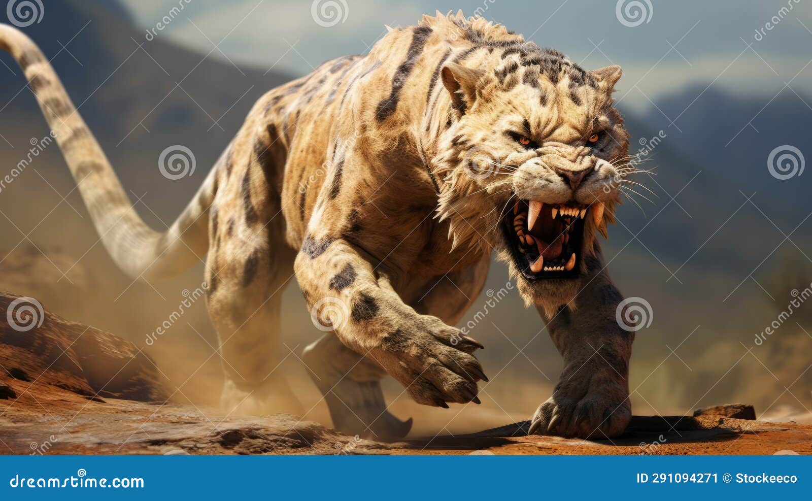 Hyperrealistic Smilodon with Scorpion Tail in Unreal Engine 5 Stock ...