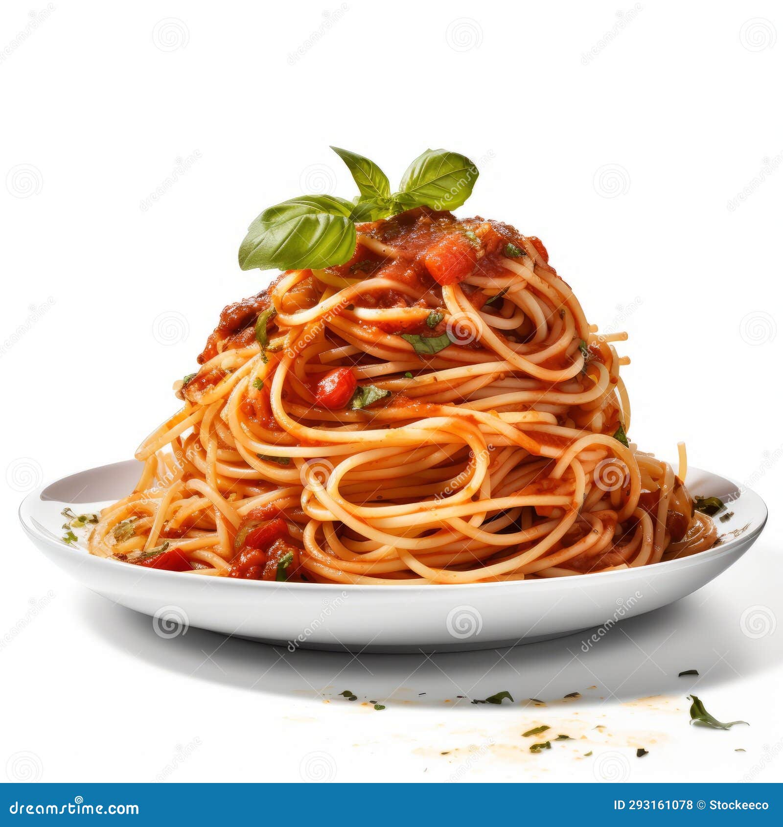 Hyperrealistic Spaghetti Dish Illustration on White Background Stock ...