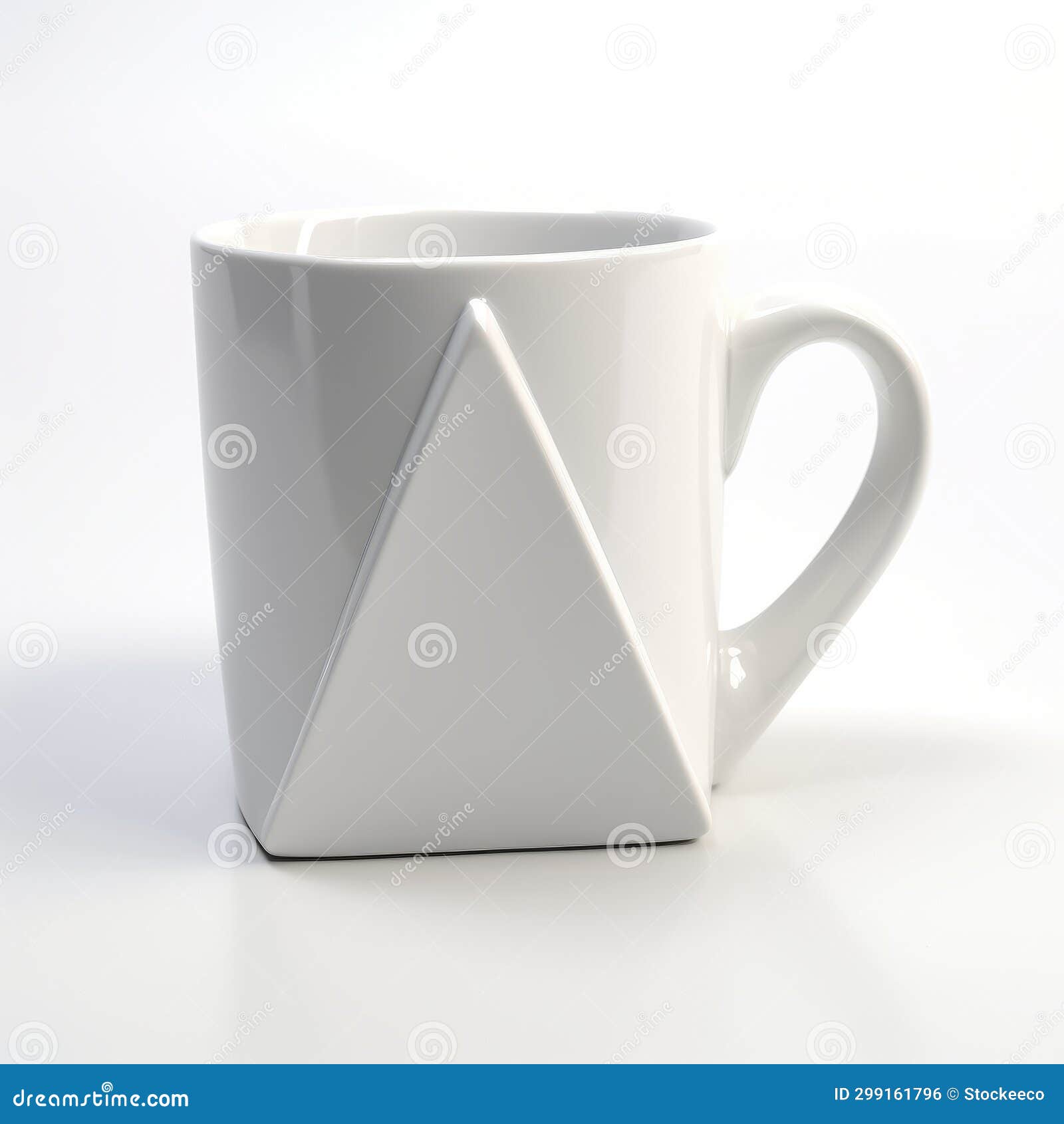 Hyperrealistic Triangle White Mug with Asymmetrical Geometry Stock ...
