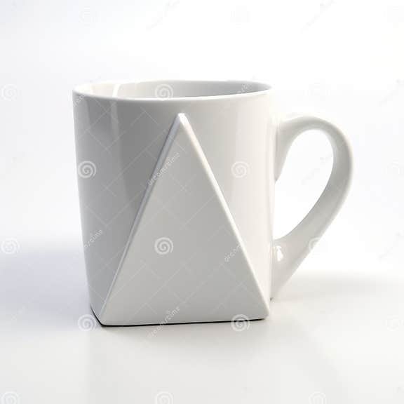 Hyperrealistic Triangle White Mug with Asymmetrical Geometry Stock ...