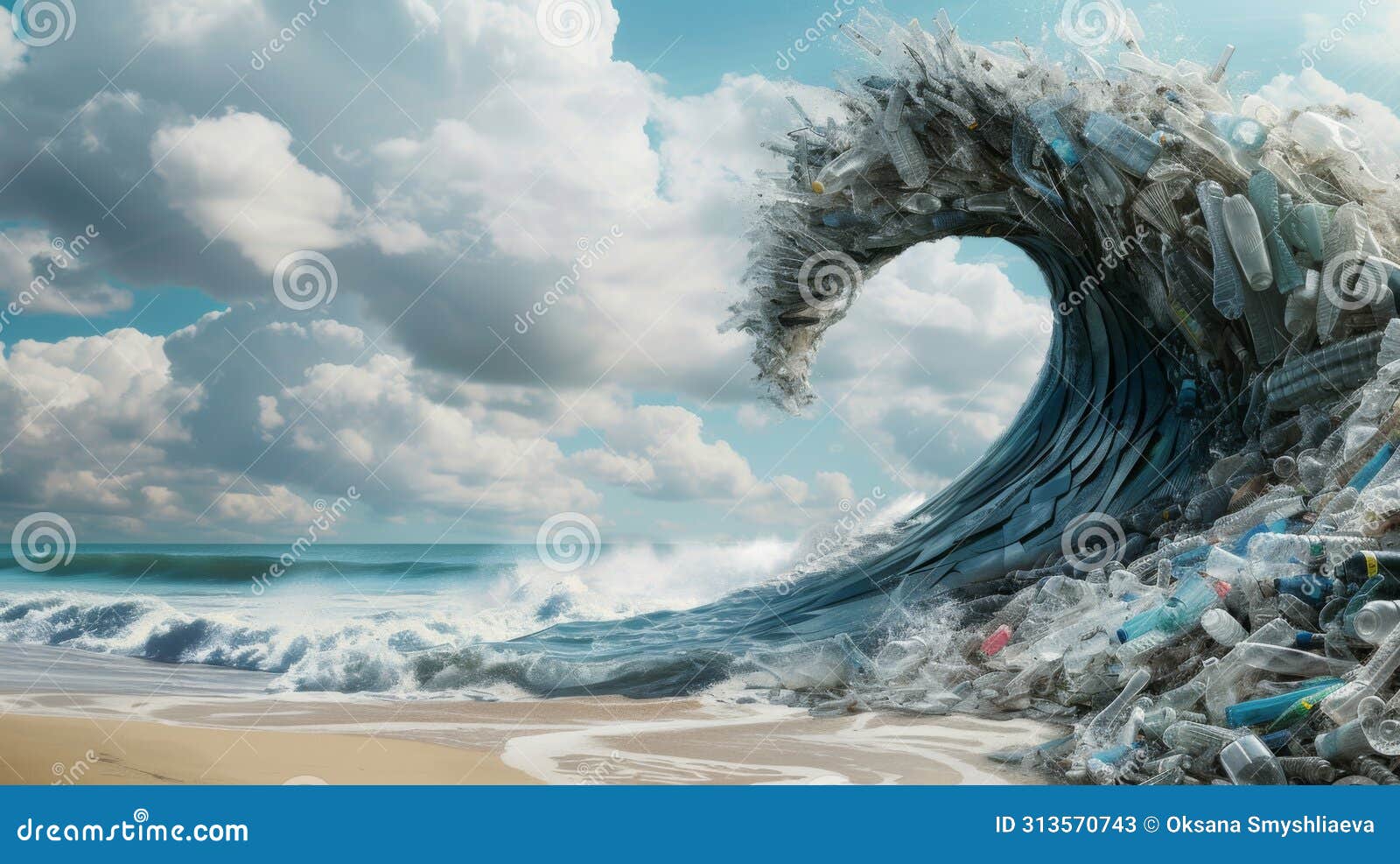 A Hyperrealistic Wave Made of Plastic Waste Crashes Onto a Pristine ...