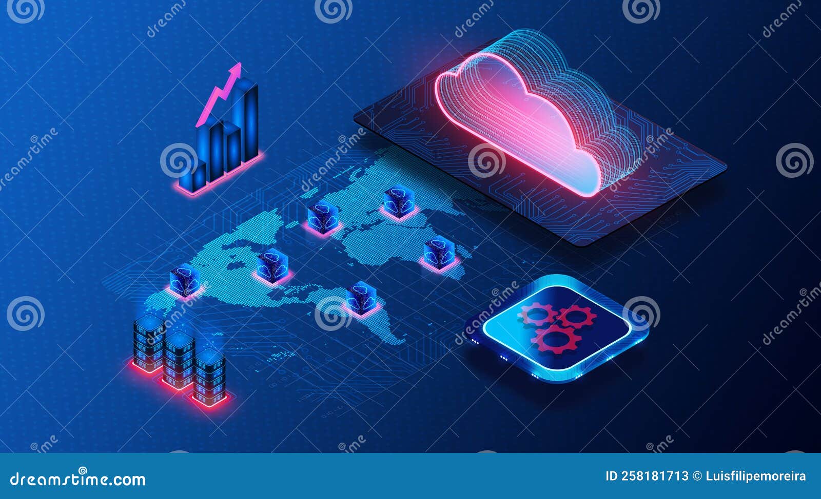 Hyperscaler Cloud Service Provider Concept - Hyperscale Computing - 3D ...