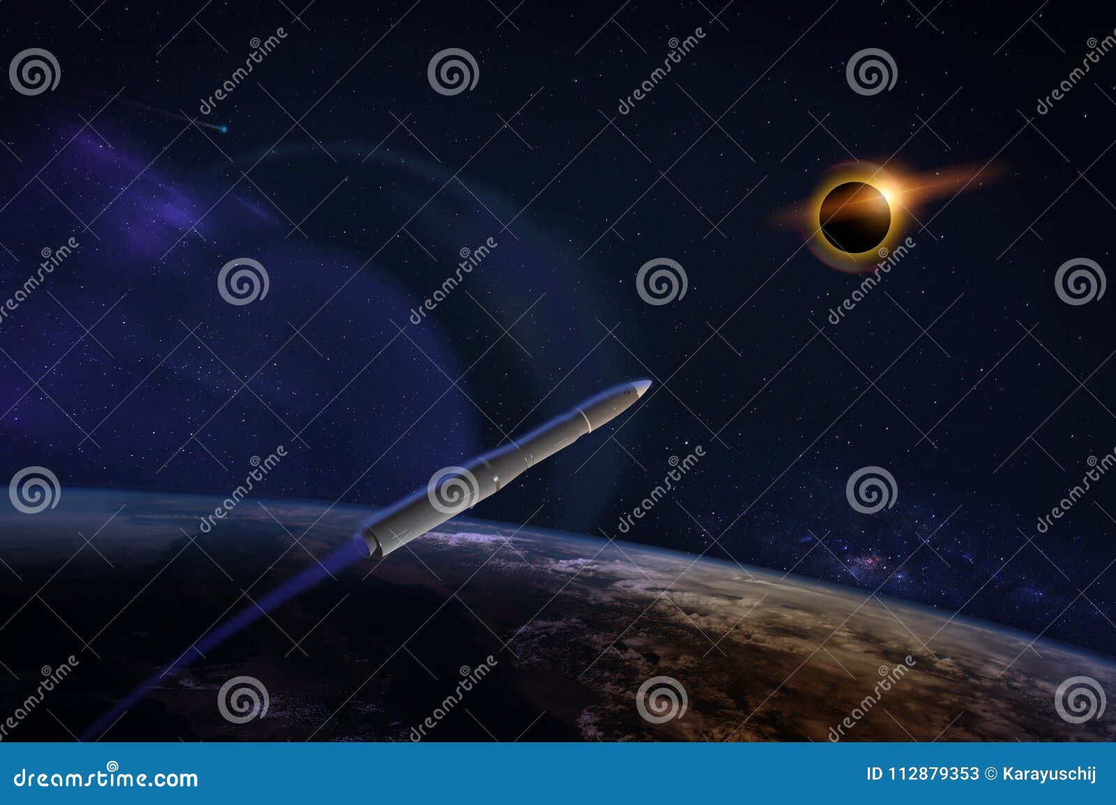 Hypersonic Missile Over the Earth Stock Illustration - Illustration of ...