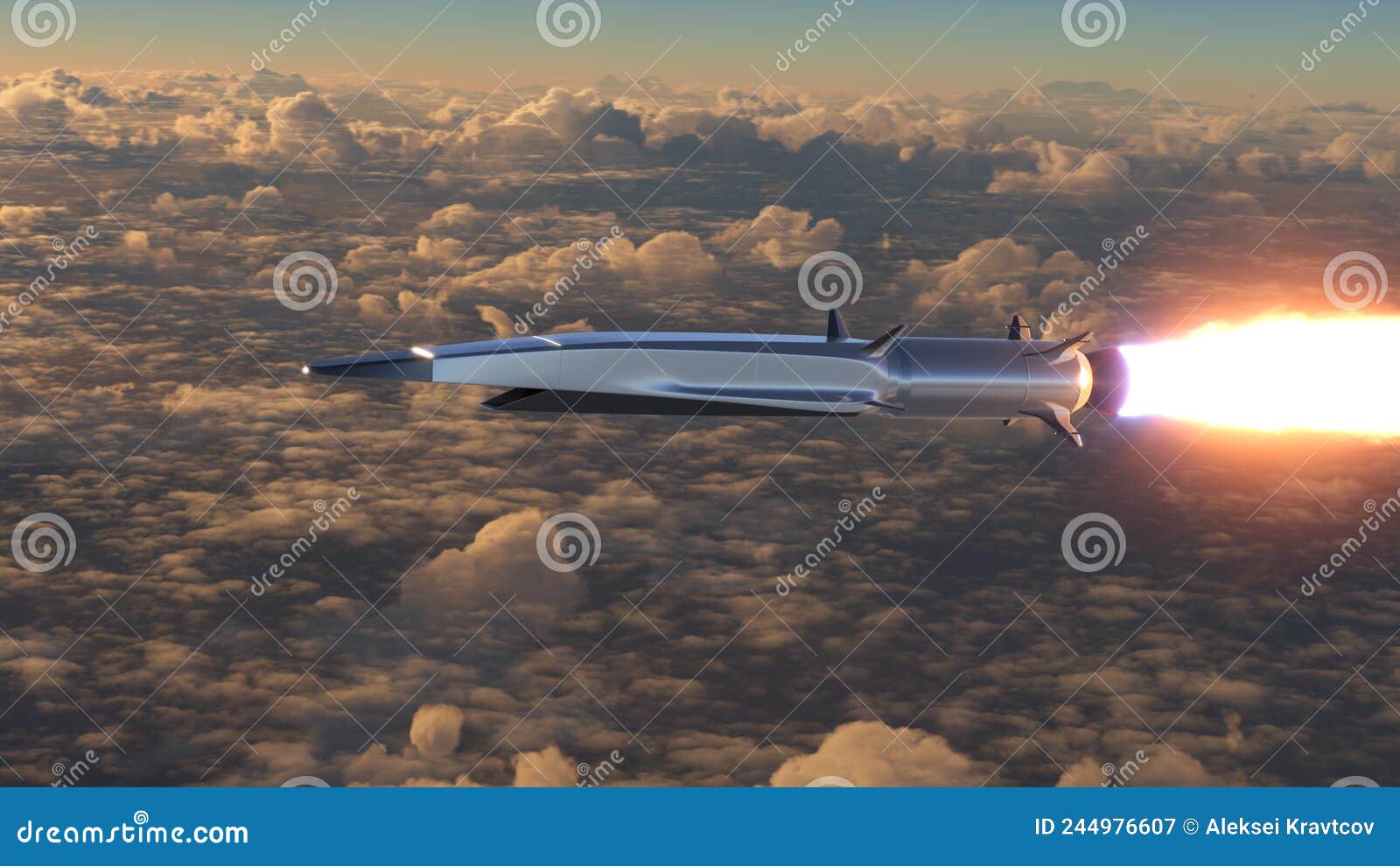 Hypersonic Rocket Flies Above the Clouds Stock Image - Image of launch ...