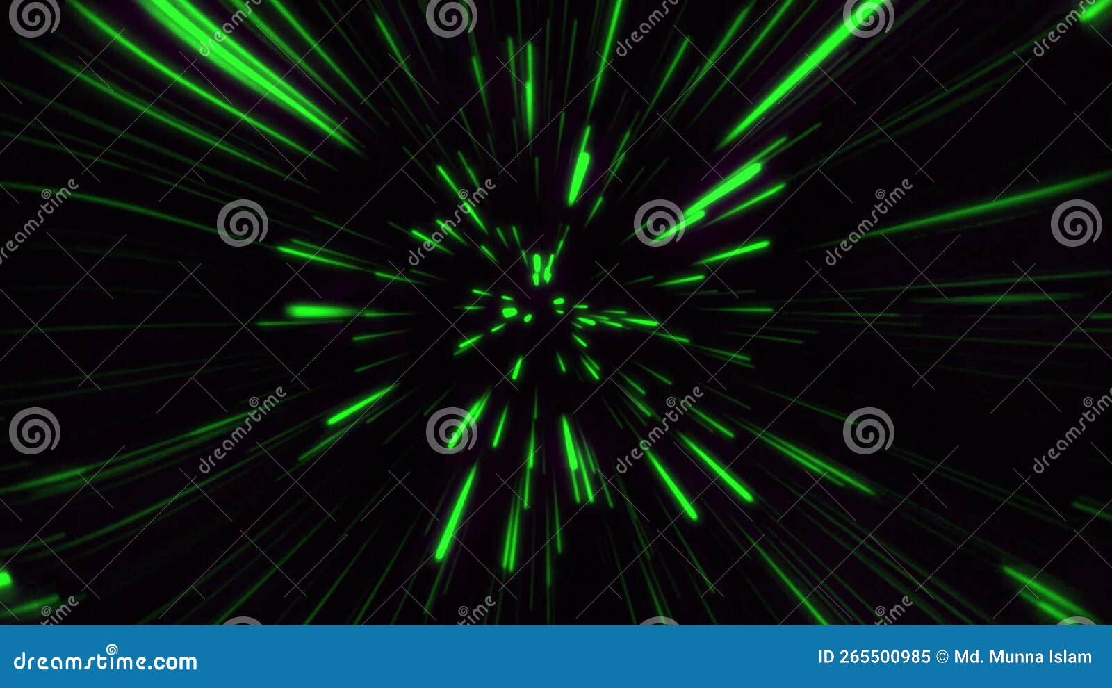Hyperspace Motion in Green Star Trail. Exploding and Expanding Movement ...