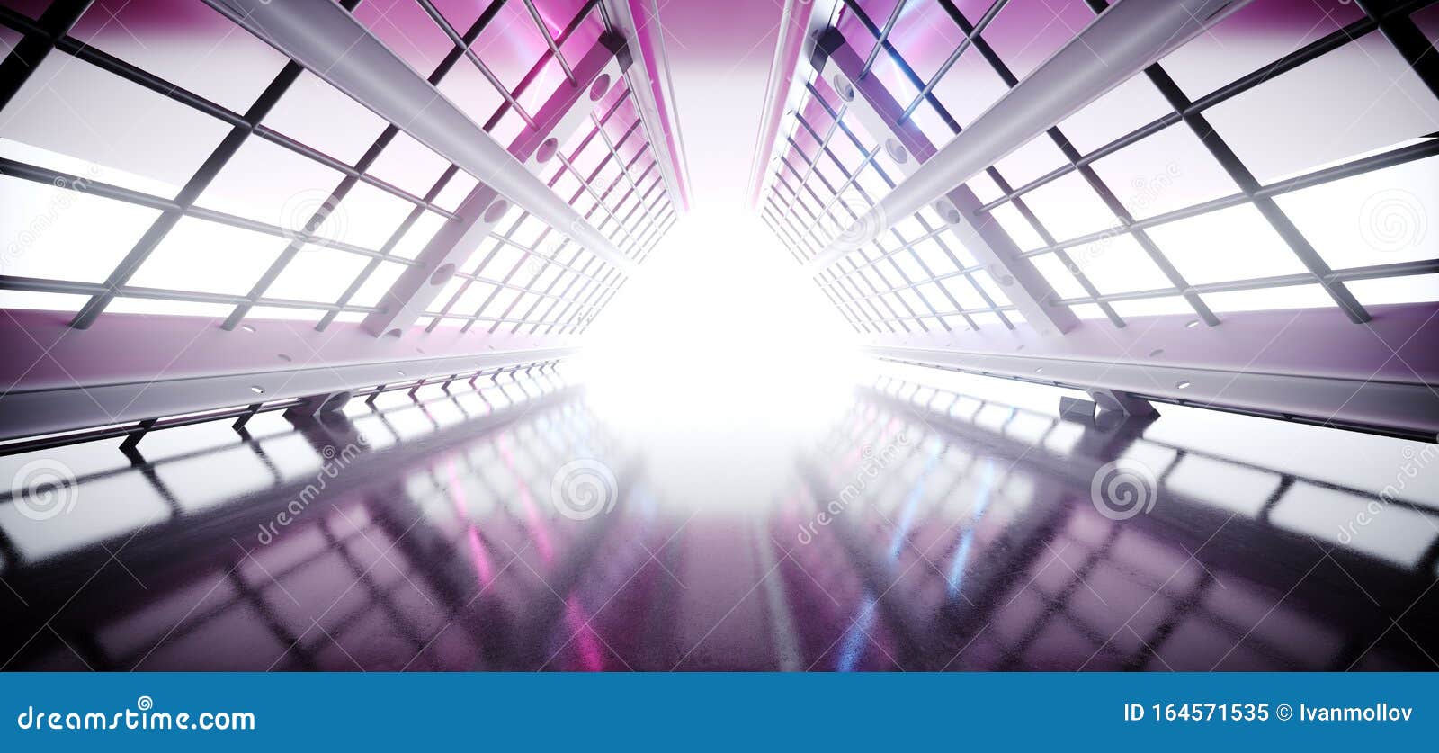 Hyperspace Sci Fi Alien Spaceship Cosmic Tunnel Corridor Refelctive ...