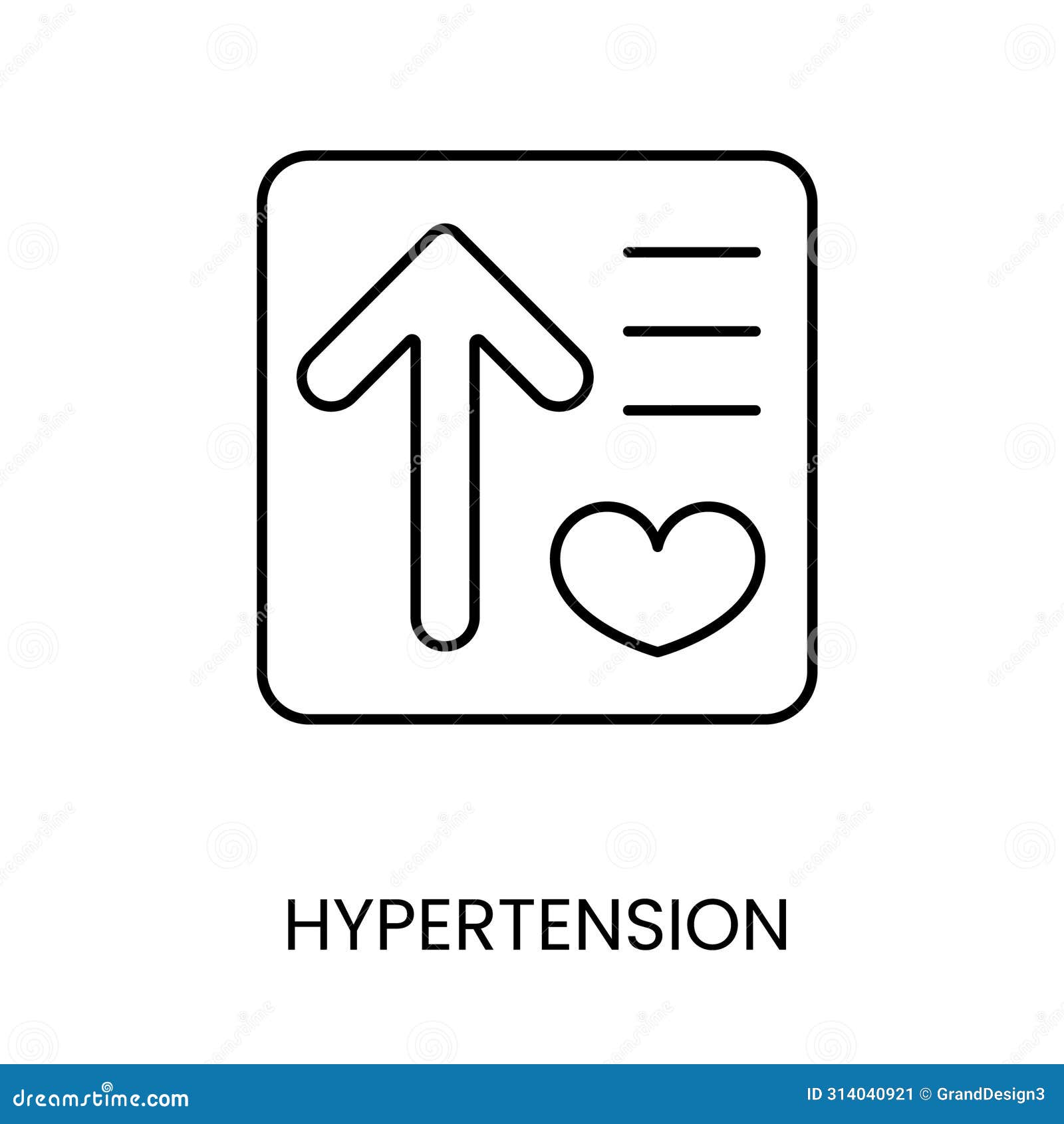 Hypertension Line Icon in Vector with Editable Stroke. Stock Vector ...