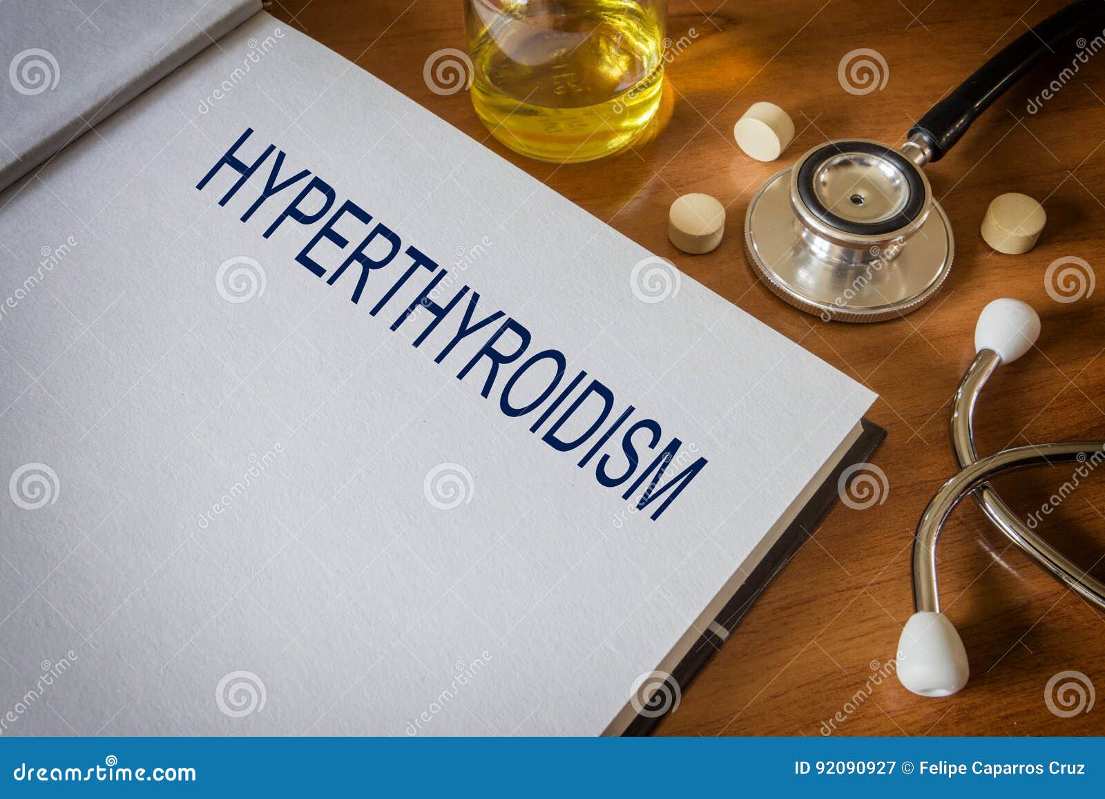 Hyperthyroidism Written on Book with Tablets Stock Image - Image of ...