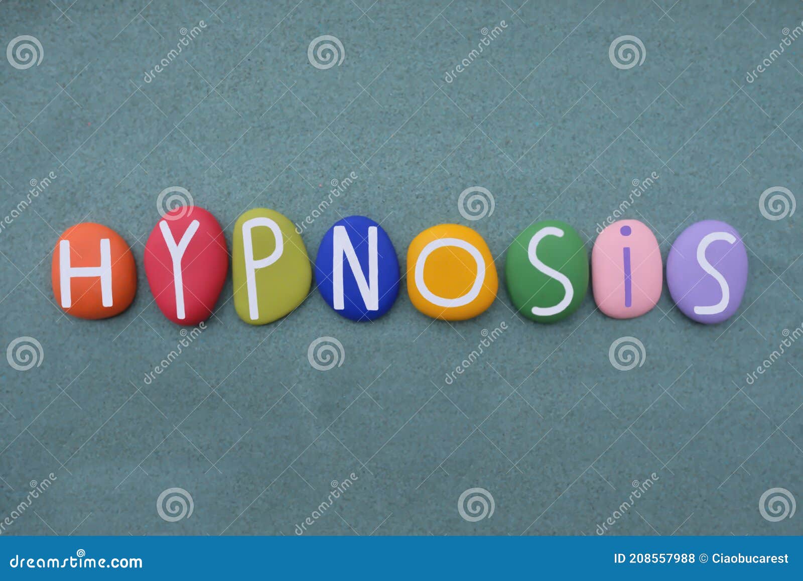 Hypnosis, Creative Word Composed with Multi Colored Stone Letters Over ...