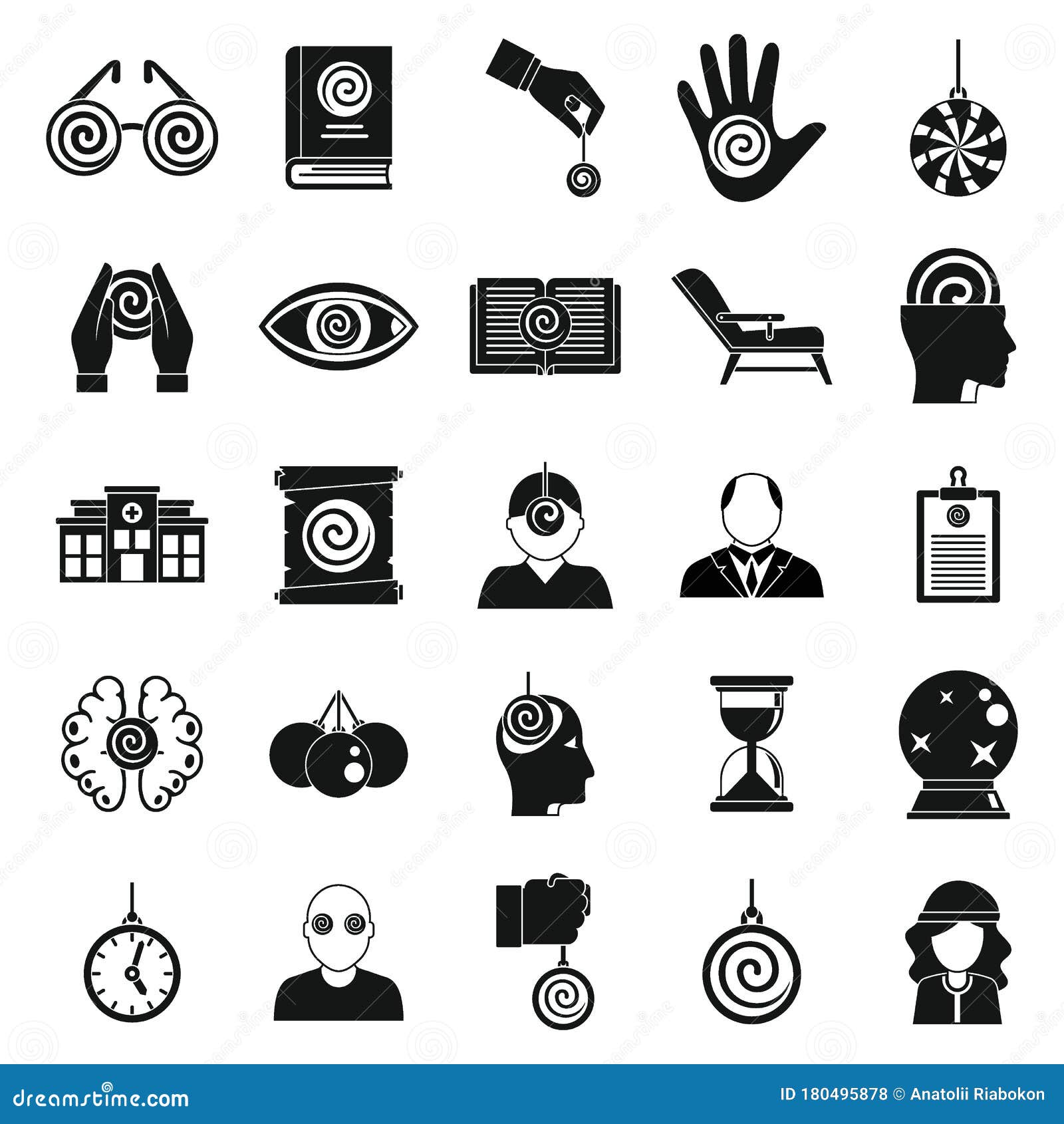 Hypnosis Doctor Icons Set, Simple Style Stock Vector - Illustration of ...
