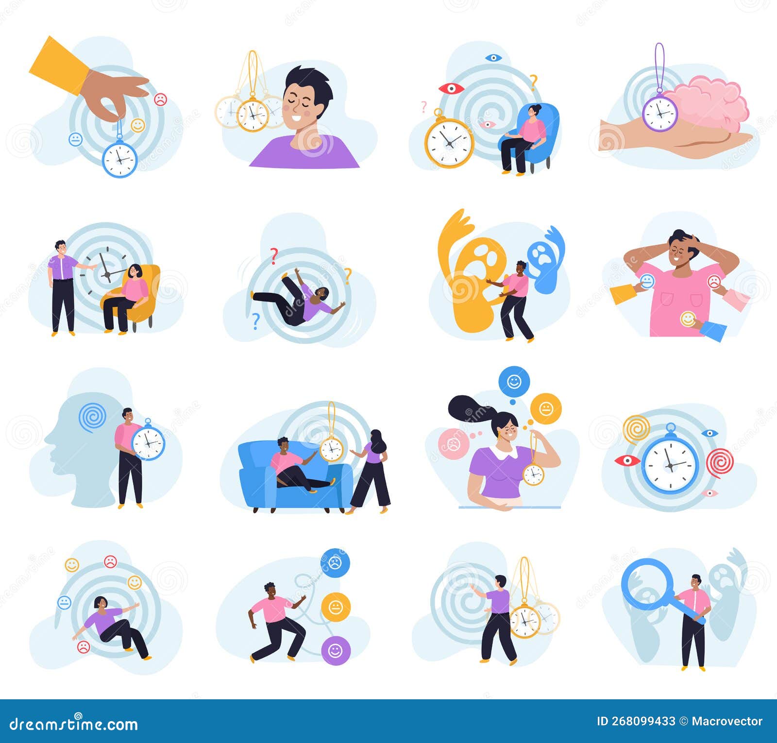 Set Of 12 Therapy Icons. Outline Thin Line Icons Such As Hypnosis ...
