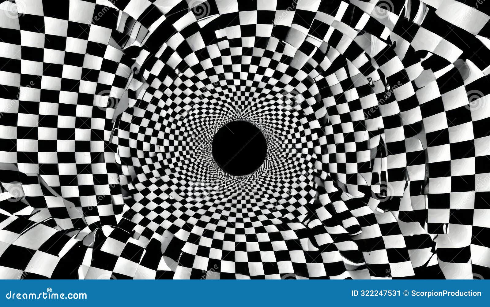 Hypnotic Black and White Checkerboard Vortex Stock Image - Image of ...