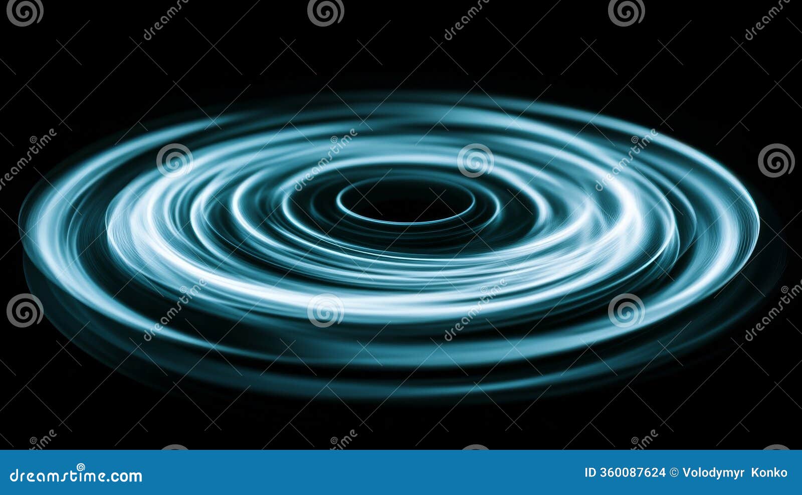Hypnotic Blue Circular Light Patterns on Black Background, Abstract ...