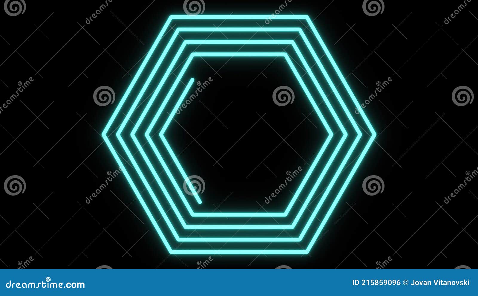 Hypnotic Blue Hexagon on Black Background Stock Illustration ...