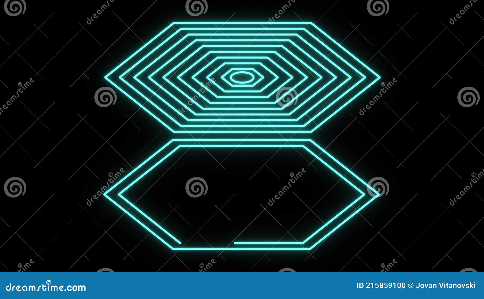 Hypnotic Blue Hexagon on Black Background Stock Illustration ...