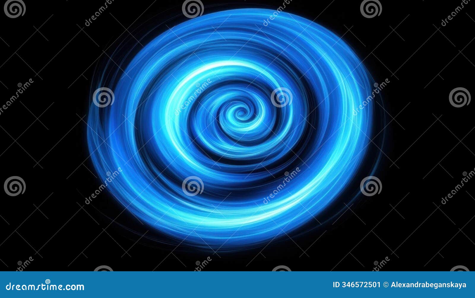 Hypnotic Blue Spiral Swirl on Black Background Stock Illustration ...