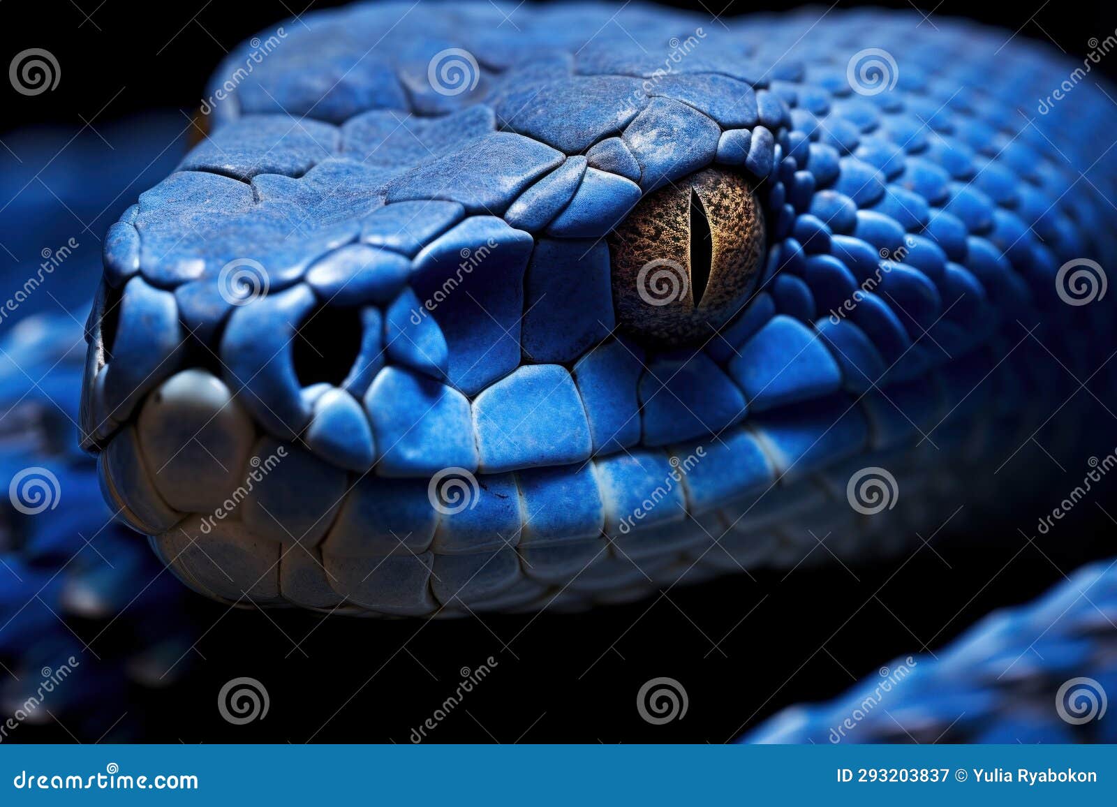 Hypnotic Blue Viper Snake Face. Generate Ai Stock Image - Image of ...