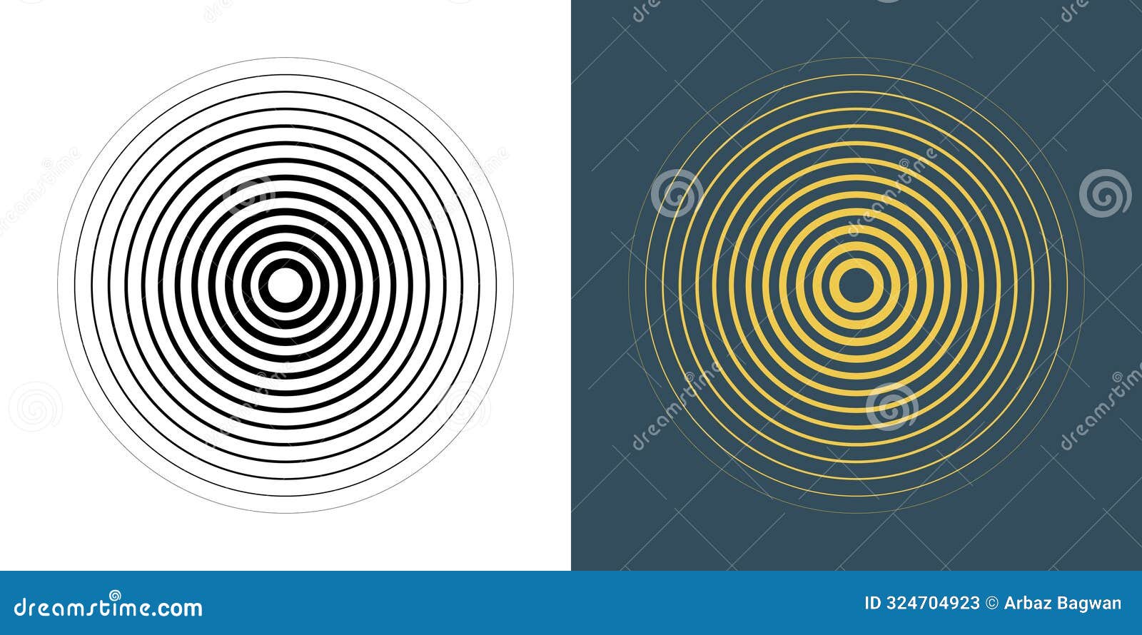 Hypnotic Concentric Circle Radial Line Pattern Background Stock ...