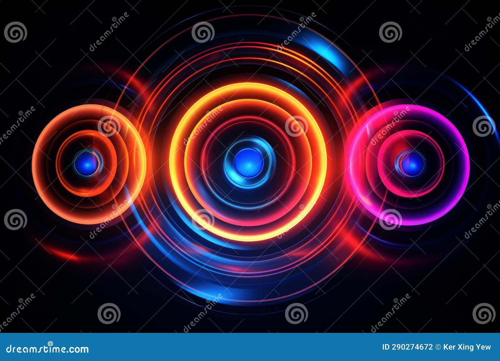 Hypnotic Neon Circles stock illustration. Illustration of rotation ...