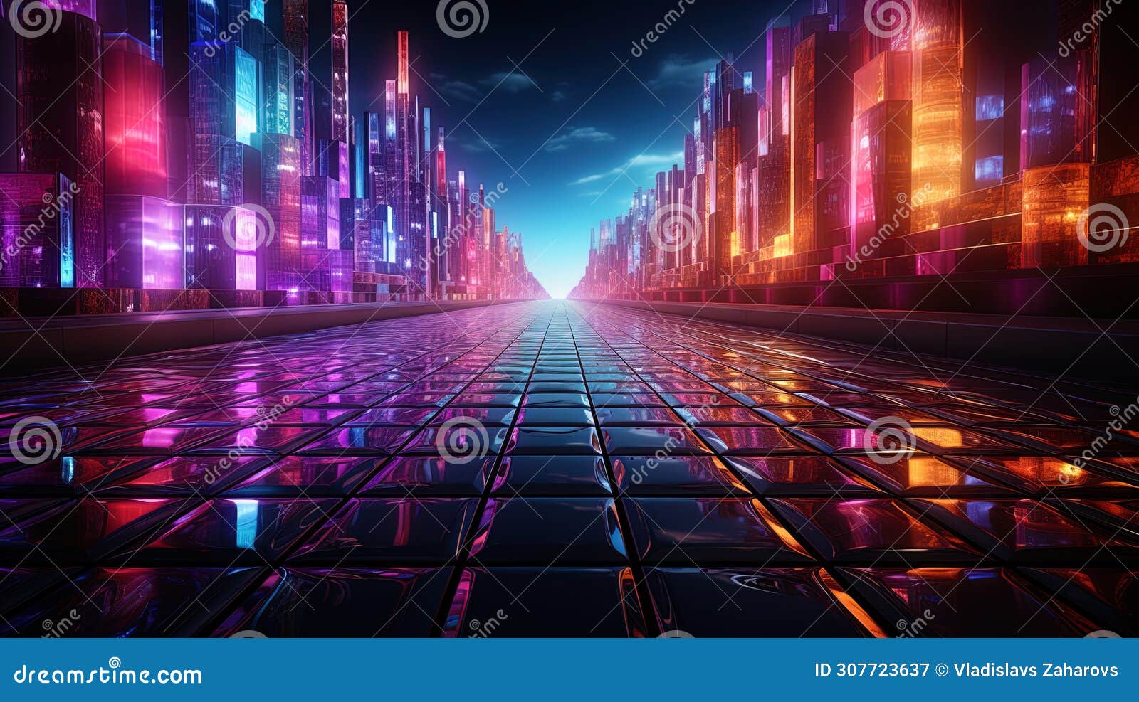 Hypnotic Neon Rings On Black Background. Animation. Looped Animation With Hypnotic Effect Of ...