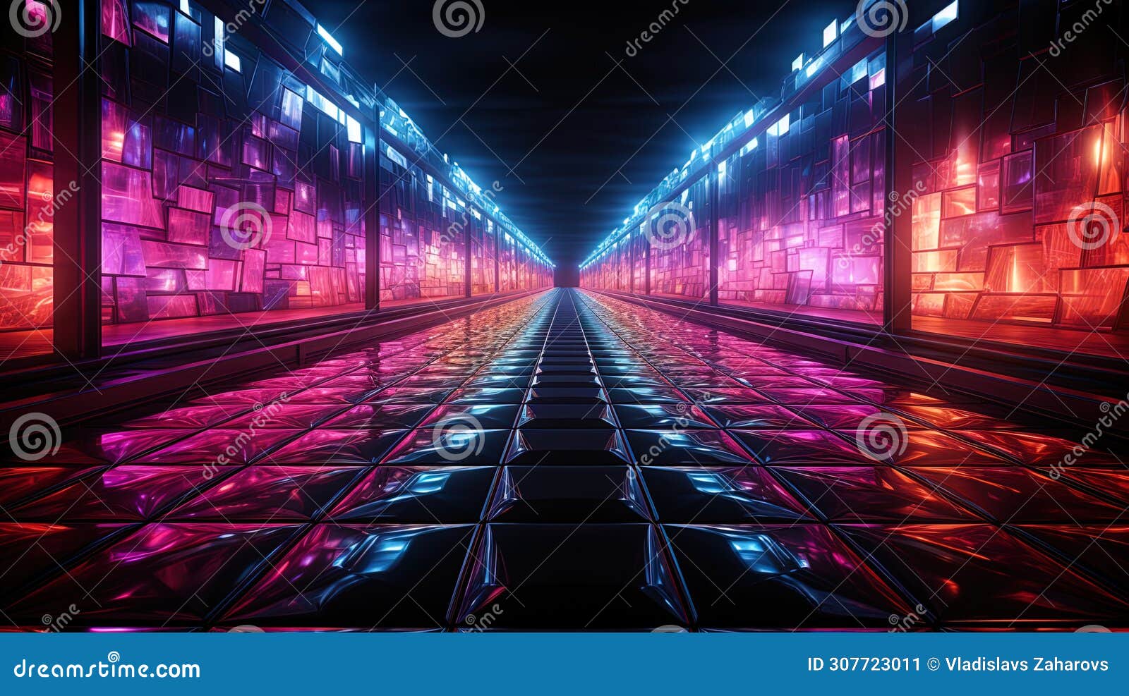 Hypnotic Neon Rings On Black Background. Animation. Looped Animation With Hypnotic Effect Of ...