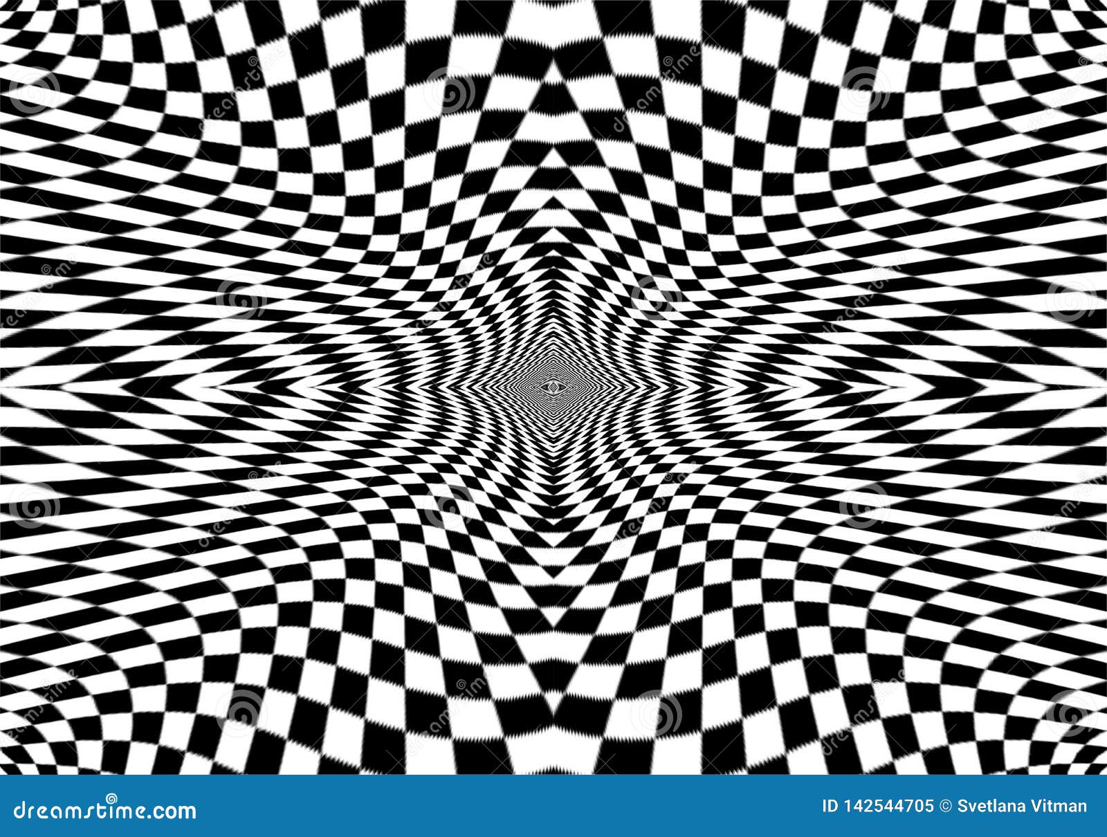 Hypnotic Optical Illusion In Black And White Color. Vision 3D Geometric ...