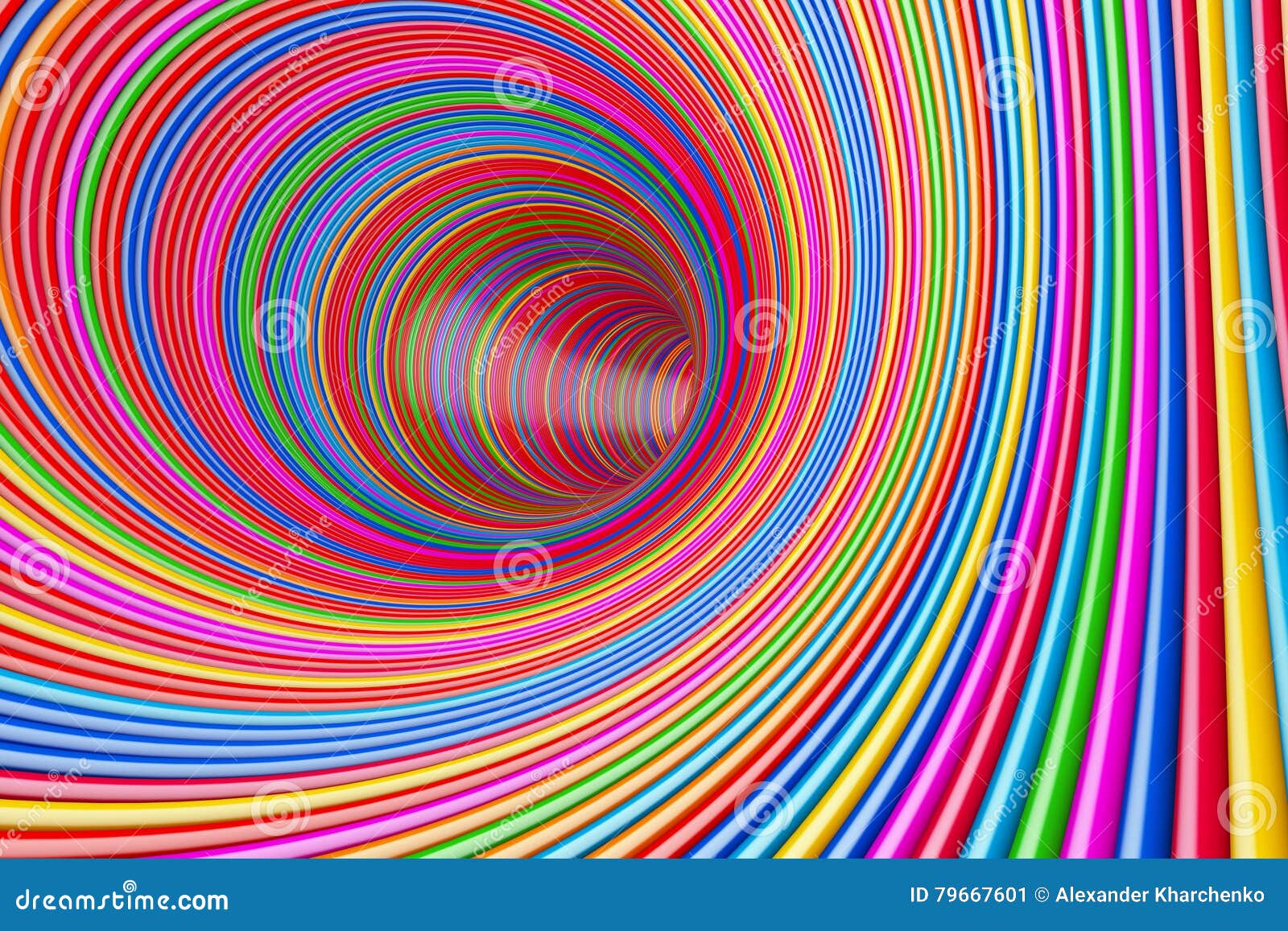 Hypnotic Psychedelic Multicolour Circles Tunnel. 3d Rendering Stock ...