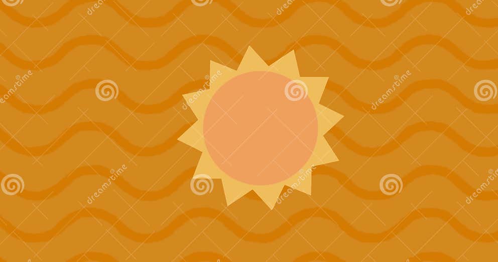 Hypnotic Rotating Sun Over Vibrant Waves in a Digital Loop. Stock ...
