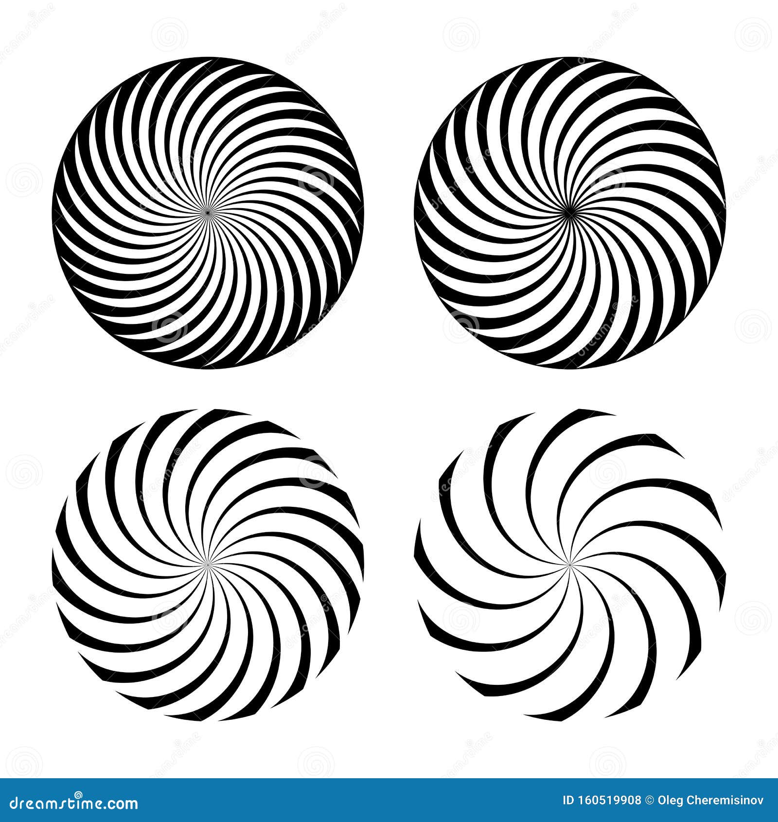 Hypnotic Spiral Vortex Vector Illustrations Set Stock Vector ...