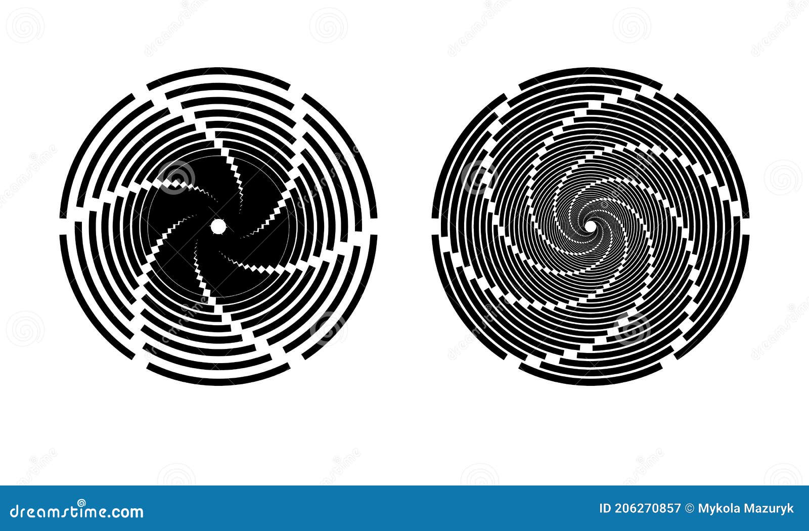 Hypnotic Swirl Lines Abstract White Black Optical Illusion Vector ...