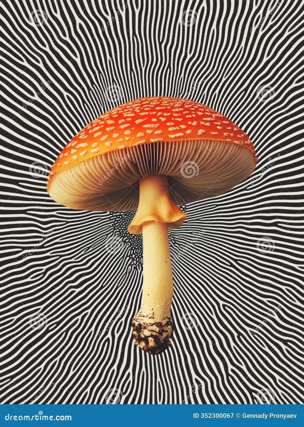 Hypnotic Visual of Amanita Mushroom with Psychedelic Background Stock ...