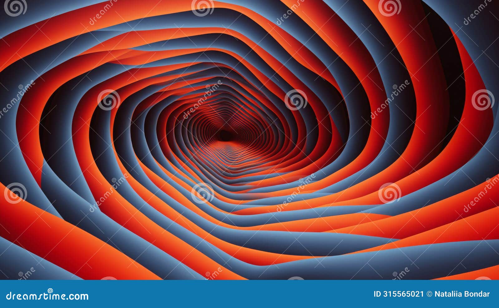 Hypnotic Vortex. Abstract Illustration of Red and Blue Swirling ...