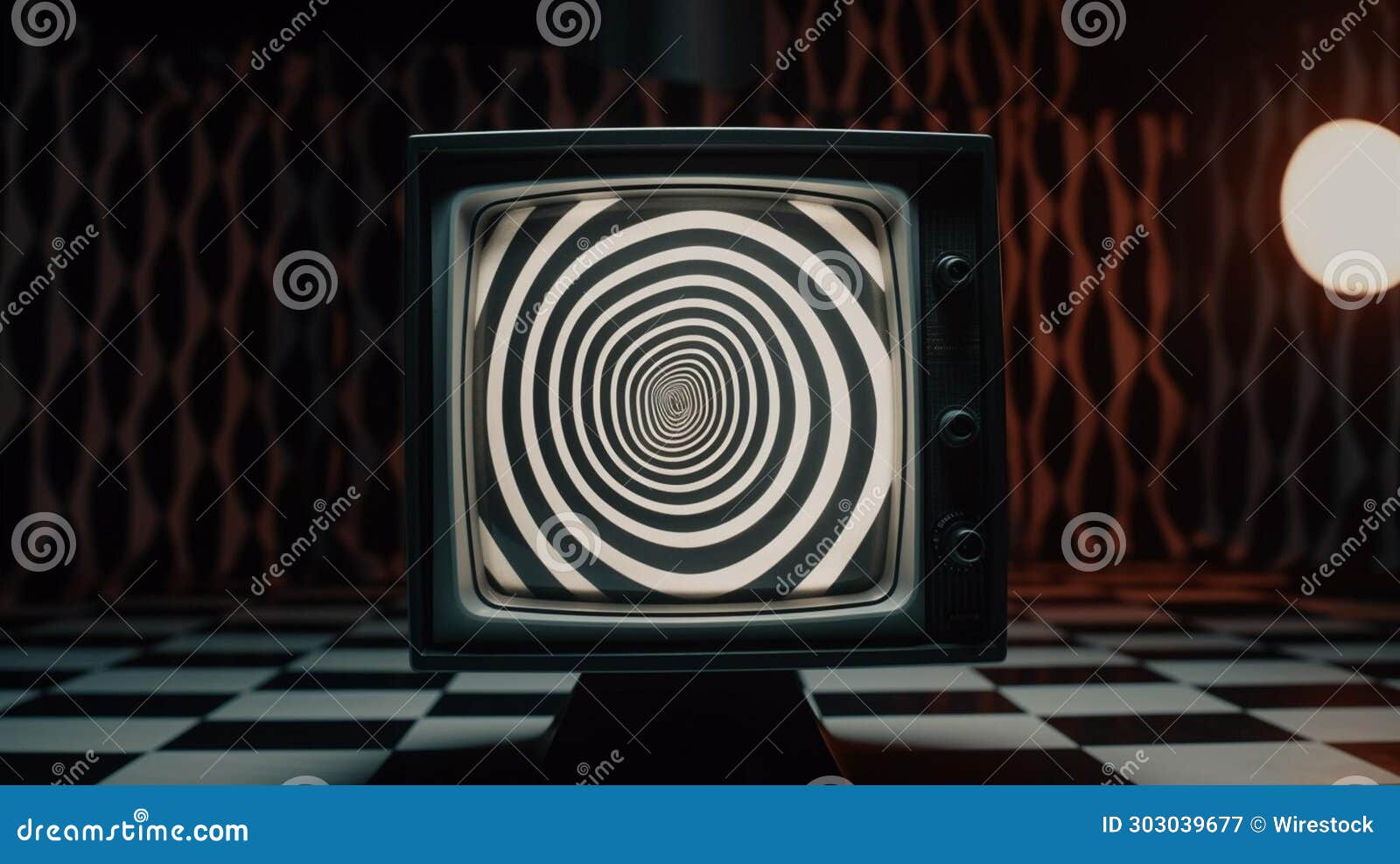 Hypnotising Screen on a Vintage Tv, AI-generated. Stock Illustration ...
