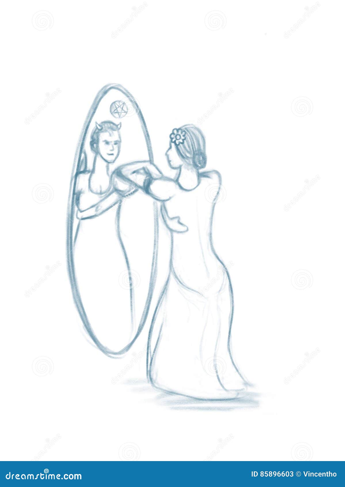 Hypocrisy Double Faced Lady in the Mirror Illustration Stock ...
