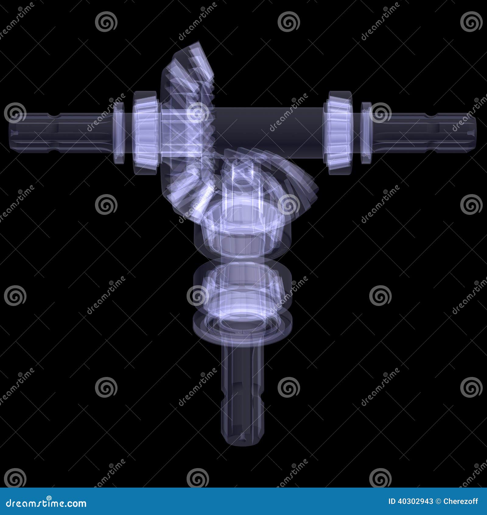 Hypoid Bevel Gearbox. Gears Close-up. Blue White And Black Concept Of ...