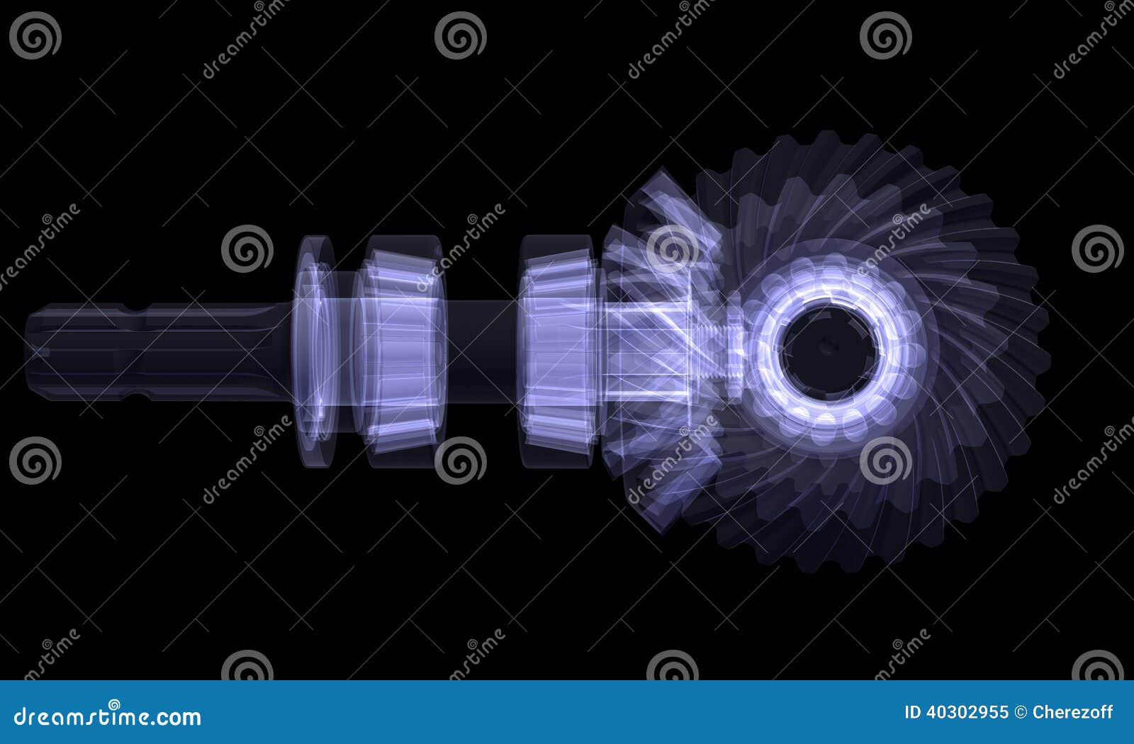 Hypoid Bevel Gearbox. Gears Close-up. Blue White And Black Concept Of ...
