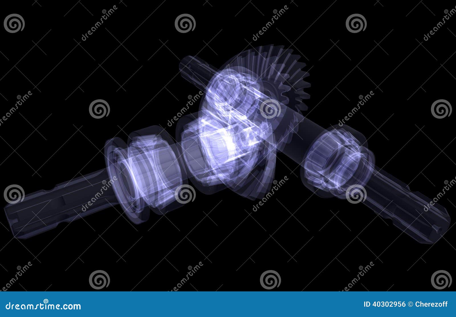 Hypoid Bevel Gearbox. Gears Close-up. Blue White And Black Concept Of ...