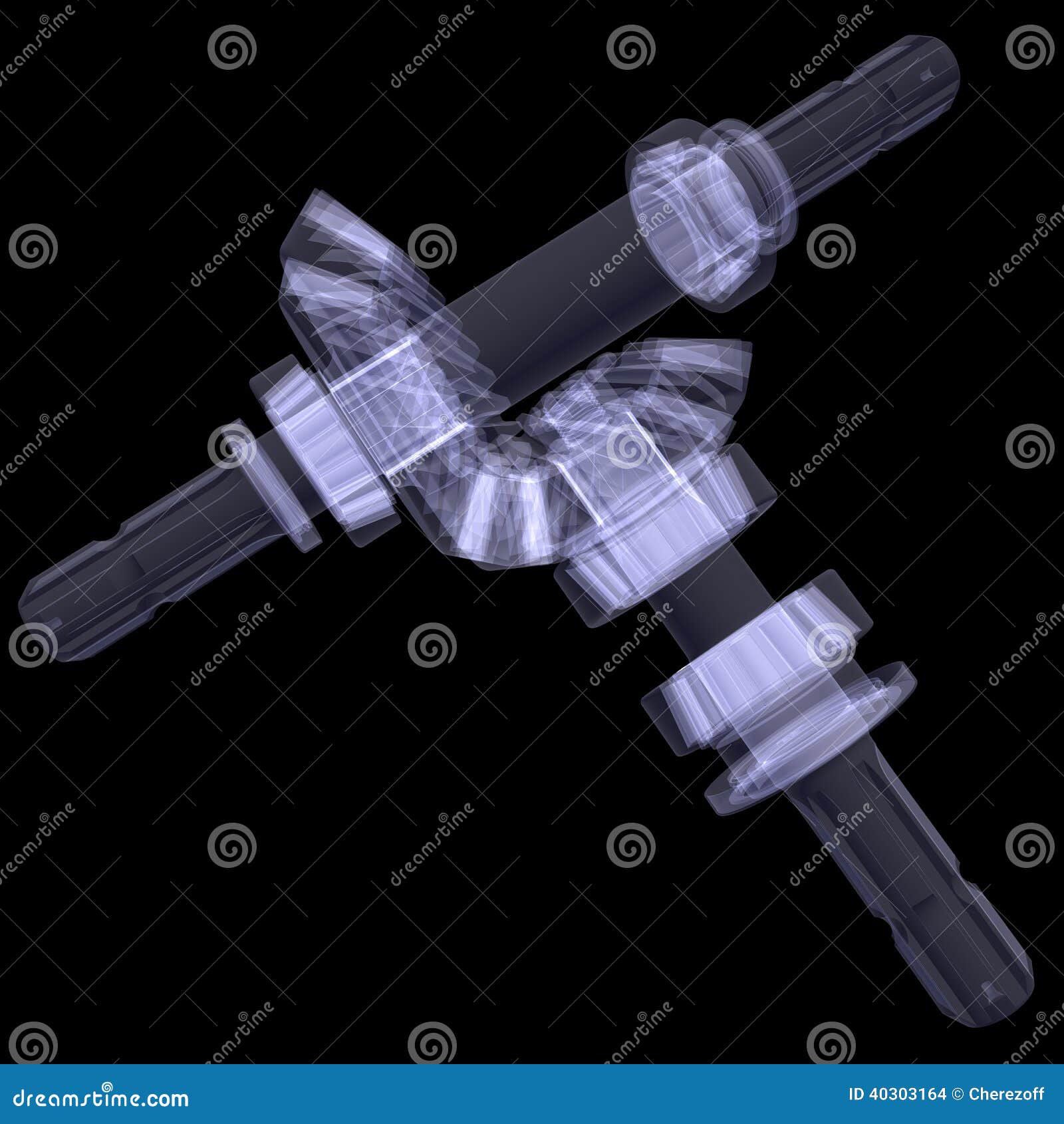 Hypoid Bevel Gearbox. Gears Close-up. Blue White And Black Concept Of ...