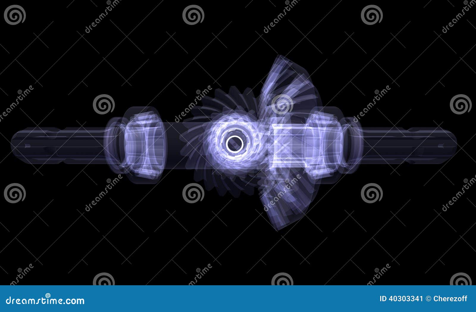 Hypoid Bevel Gearbox. Gears Close-up. Blue White And Black Concept Of ...