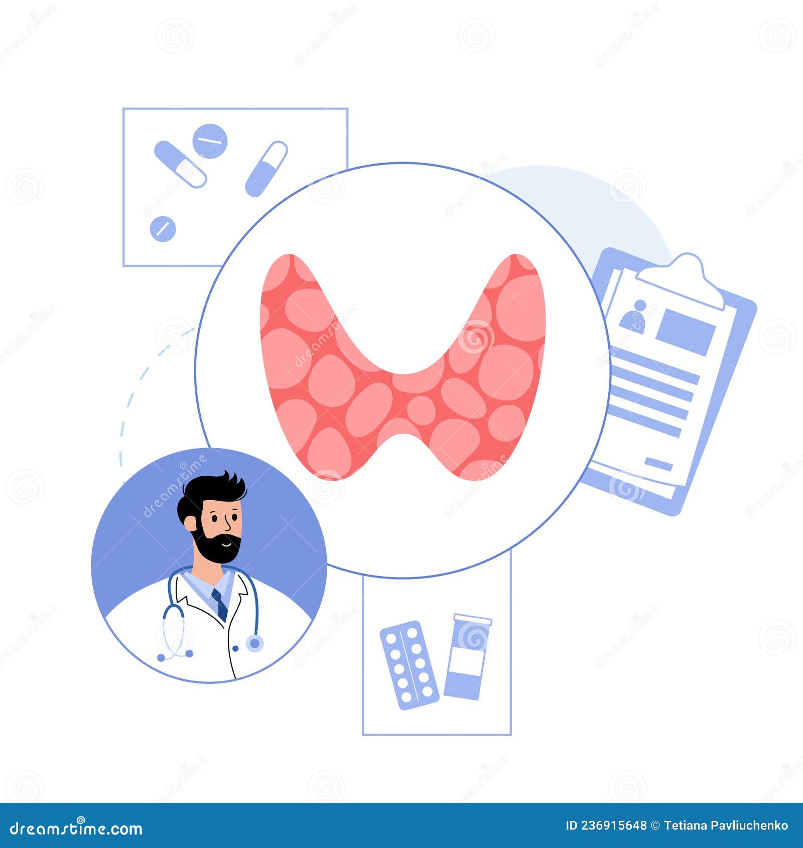 Symptoms Of Hypothyroidism Thyroid Infographics Vector Illustration