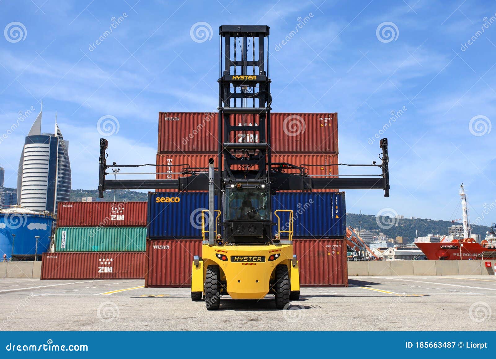 Hyster Container Handler Lifting a Shipping Container. Editorial ...
