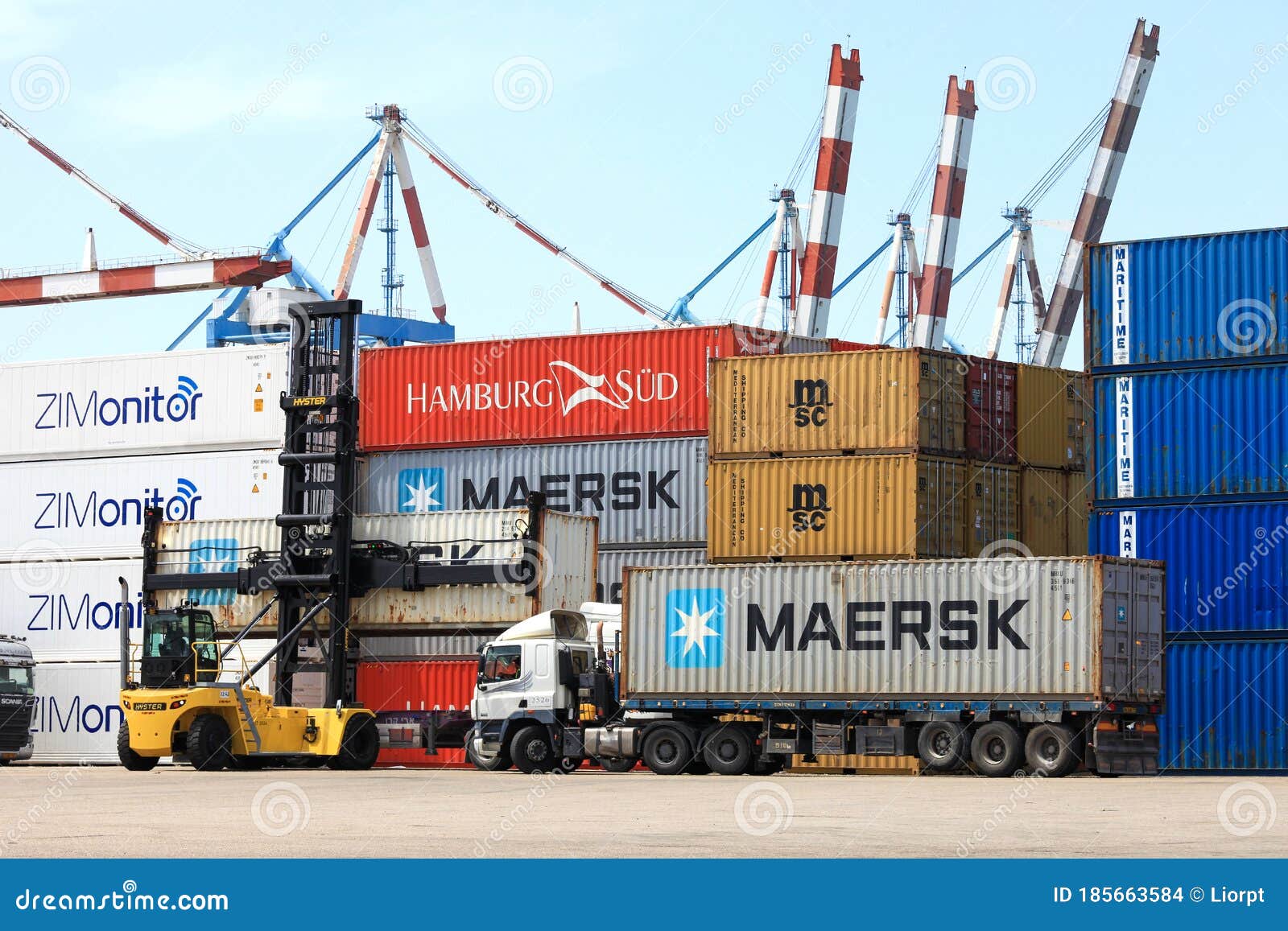 Hyster Container Handler Lifting a Shipping Container. Editorial Stock ...