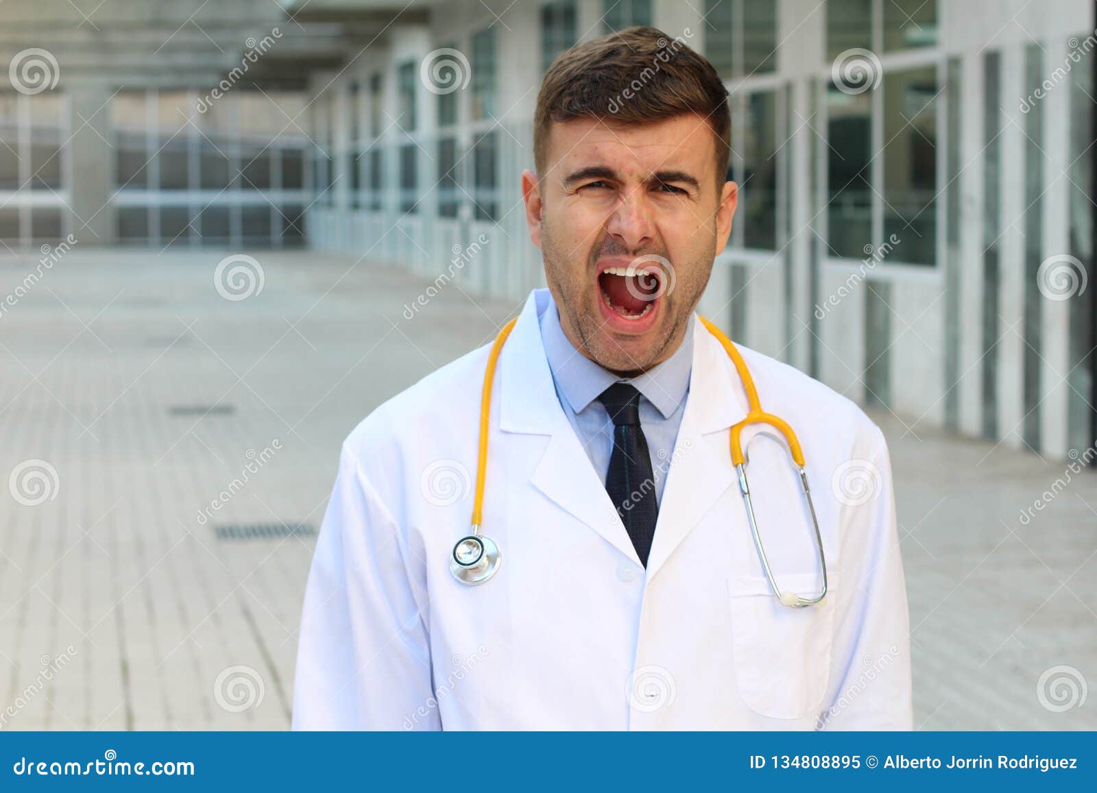 Hysterical Doctor Screaming Out Loud Stock Image - Image of crazy ...