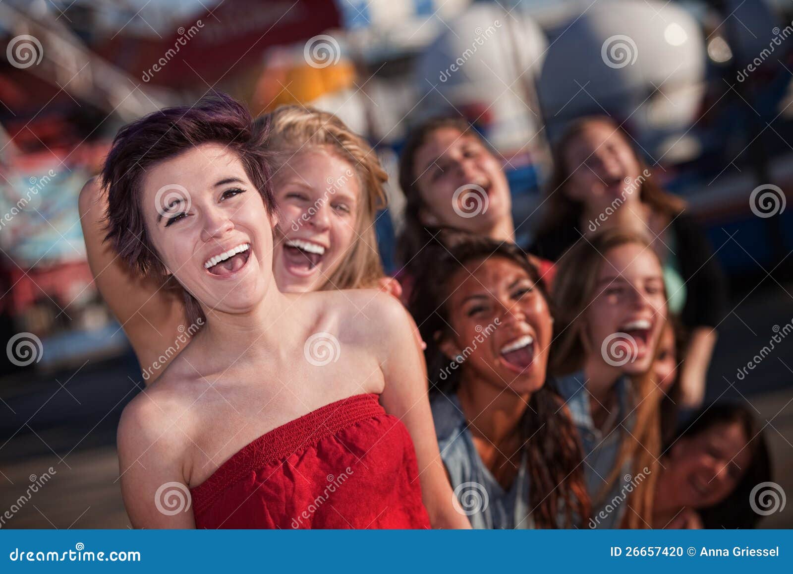 Hysterical Group of Girls Laughing Stock Photo - Image of hysterical ...