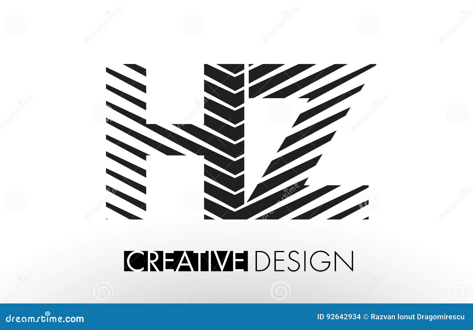 HZ H Z Lines Letter Design with Creative Elegant Zebra Stock Vector ...