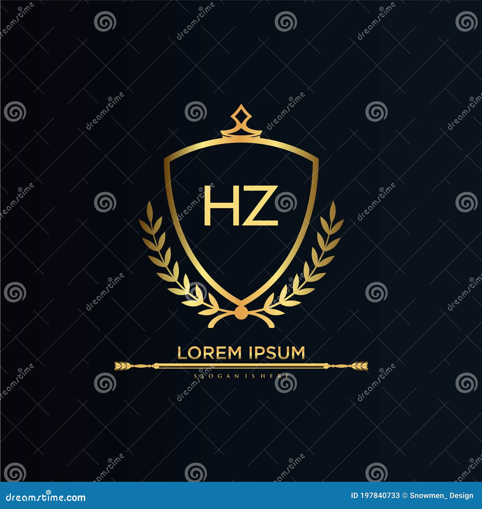 HZ Letter Initial with Royal Template.elegant with Crown Logo Vector ...