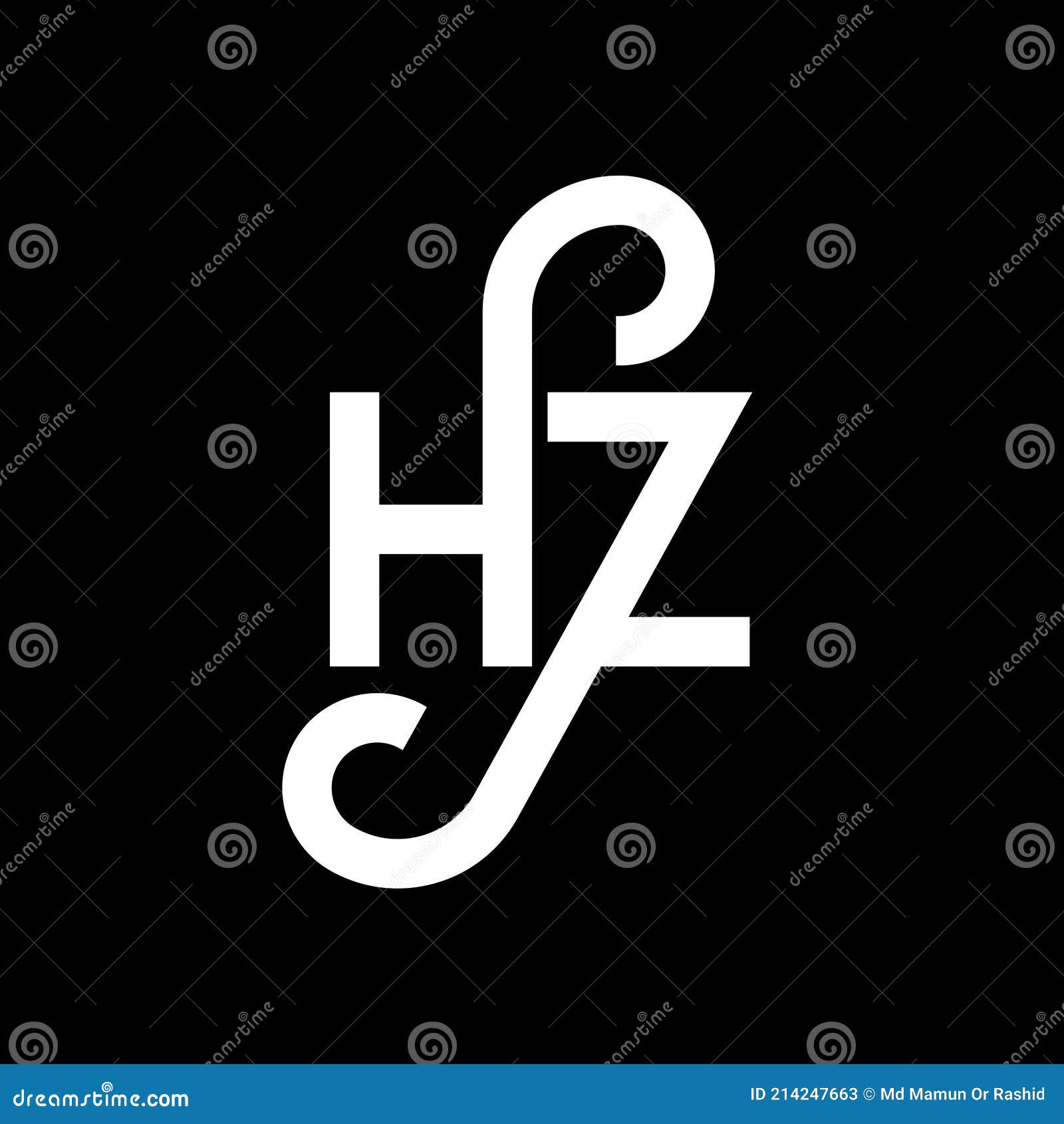 HZ Letter Logo Design on Black Background. HZ Creative Initials Letter ...