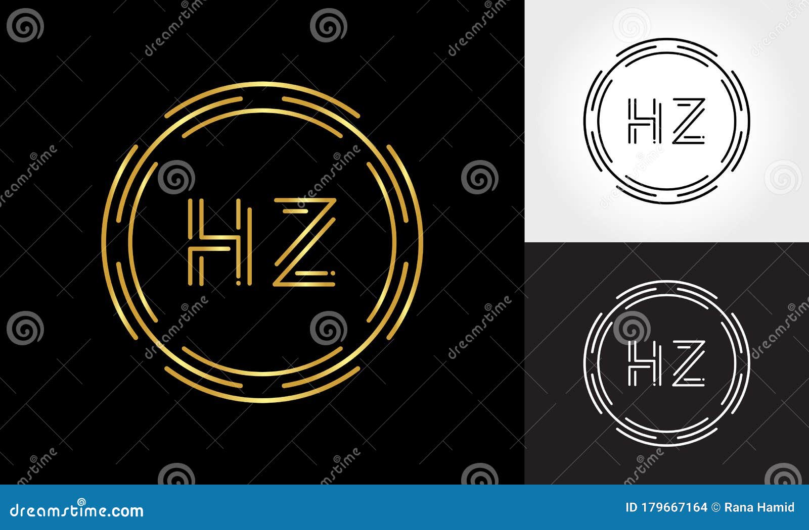 HZ Logo Design Vector Template. Initial Circle Letter HZ Vector ...